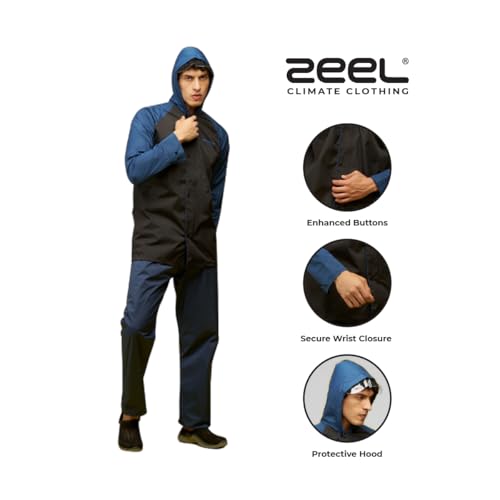 ZEEL Water Fighter Rain Coat for Men with Adjustable Hood, Polyester ...