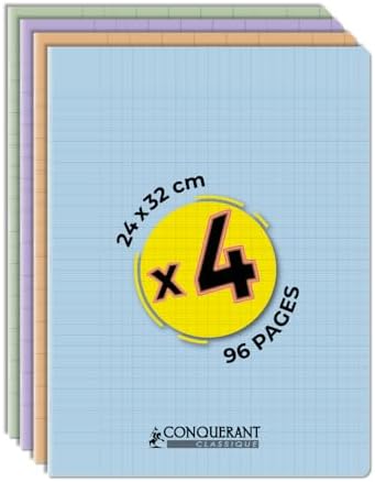 Conquérant Classic Notebooks 24 x 32 cm Large Squares Seyès 96 Stapled ...