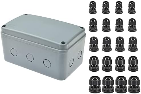 Nineleaf Large Outdoor Junction Box with 5 Different Sizes Cable Gland ...