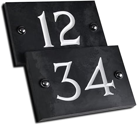 Personalised 1 or 2 digit 'Hint of Green' Slate House Number : Amazon ...