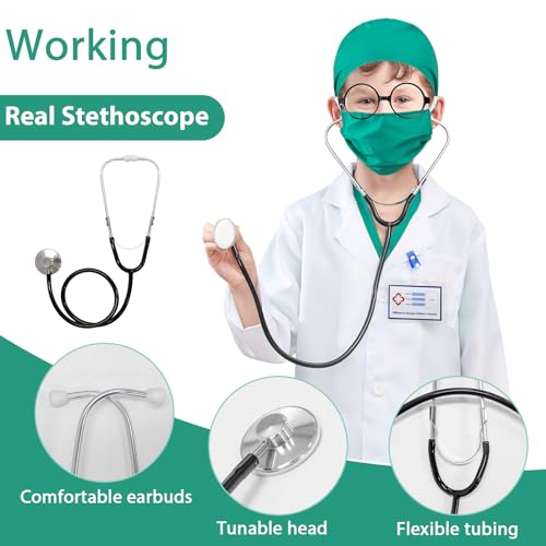 keaiyouhuo Doctor Costume for Kids Doctor Scrubs Set With Stethoscope ...