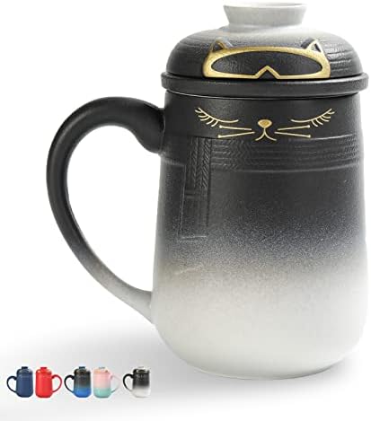 Amazon.com: TEANAGOO Ceramic Cat Tea Infuser Mug with Lid, 460 Ml / 16 ...