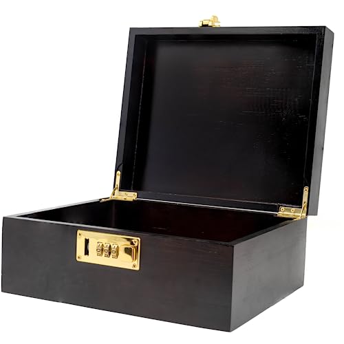 Large Wooden Storage Box with Lock- Large Wooden Box with Combination ...