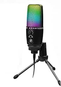 Amazon.co.jp: Professional Condenser Microphone with RGB Light USB ...