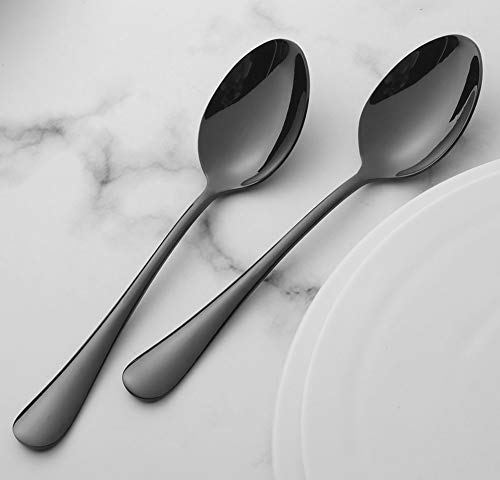 Snapklik.com : Black Serving Spoons Set 4 Piece, Large Serving Utensils ...