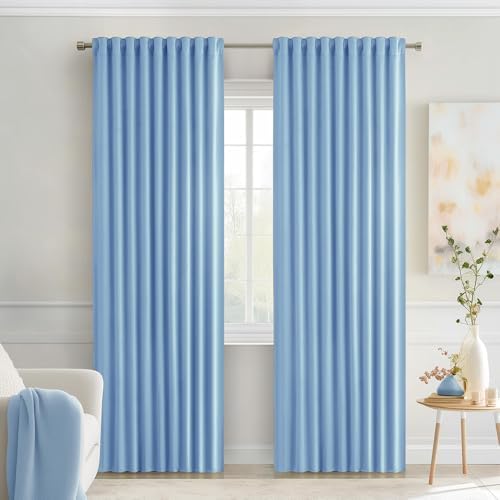 Amazon.com: MIULEE Sky Blue Back Tab Blackout Curtains 72 Inches Long 2 ...