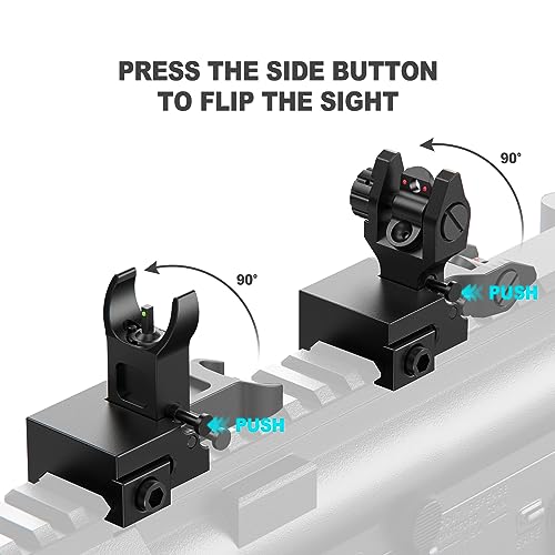 Flip Up Fiber Optic Iron Scopes Front and Rear Scopes Backup Scope Red/Green Fiber Optic Dot ...