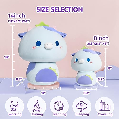 Mewaii 14” Soft Painted Blueberry Cow Mushroom Pillow Stuffed Animal ...