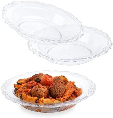 EURO CLASSIC Pack of 10 Glittered Silver Plastic Serving Bowls 12oz ...