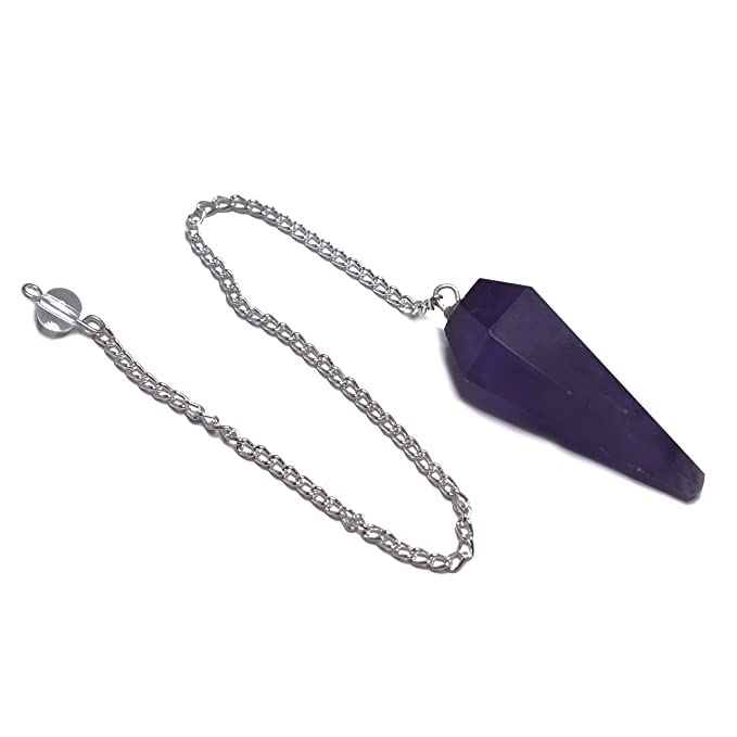 ASRA Crystals Amethyst Pencil Pendulum | Crystal Stone Dowser Pendulum ...