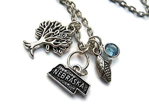 Amazon.com: Personalized Nebraska Necklace, Handmade Birthstone Jewelry ...