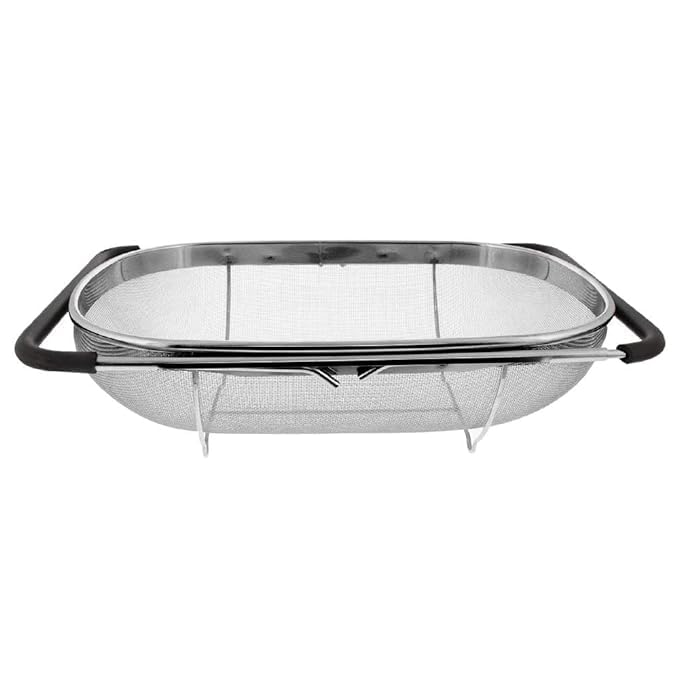 GETZET Stainless Steel Fine Mesh Strainer Basket with Expandable Rubber ...
