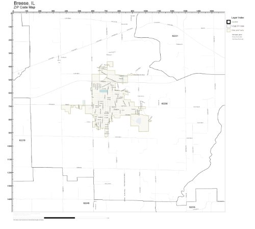 Amazon.com : ZIP Code Wall Map of Breese, IL ZIP Code Map Laminated ...
