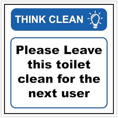 SIGN EVER Think Clean Toilet Clean Save Energy Information Printed Sign ...