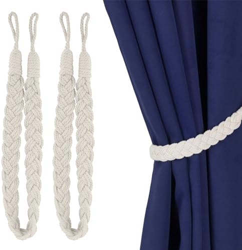 2 Pcs Curtain Rope Tiebacks,Natural Cotton Hand Knitting Curtains Tied ...