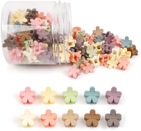 Amazon.com : 100Pcs Colorful Mini Flower Hair Clips, TEBIEKOY Baby Hair ...