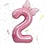 Amazon.com: 40 Inch Pink Number 2 Balloon & Mini Bow for Girl's 2nd ...