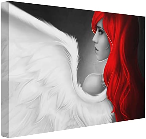 FANTASY RED HAIRED ANGEL Gallery Framed Giclee Canvas Art Picture ...