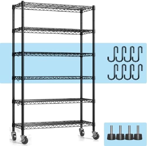 Amazon.com: Storage Shelves 75"H Wire Shelving Unit with Wheels 1750LBS ...