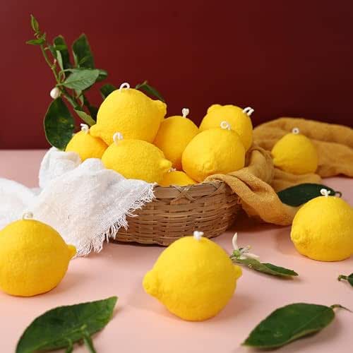 Amazon.com: UPFLICK Lemon Shaped Candle Set 4 pcs Fruit Scented Lemon ...