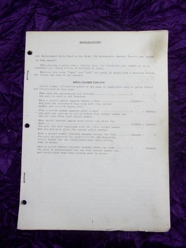 Versatile 330 Swather OEM Parts Manual: Versatile 330: Amazon.com: Books