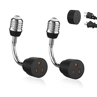 Light Socket to Plug Adapter, Convert E26/e27 Bulb Socket to Polarized ...