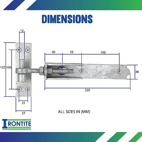 IRONTITE Adjustable Gate Hinges Heavy Duty 250mm (10″), Hook and Band ...