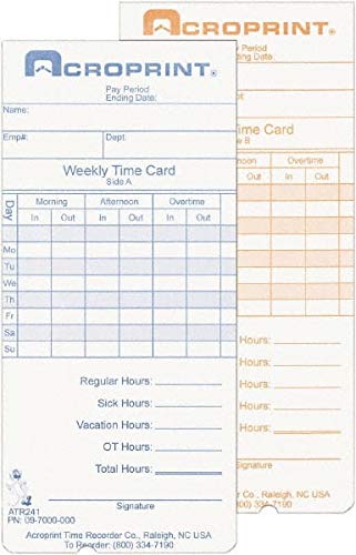 Amazon.com: Acroprint Time Recorder - Weekly Time Cards, for Use with ...