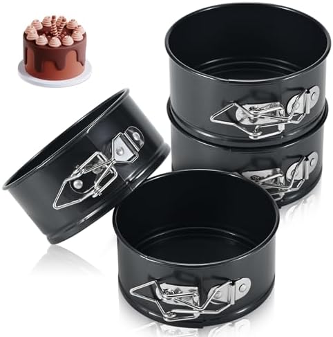 4-Inch Springform Pans Set, 4 Pack Non-Stick Cheesecake Pan, Leakproof ...