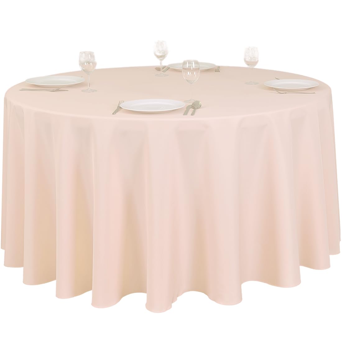 Floor Length Round Tablecloth Polyester Round Tablecloth 120" Beige