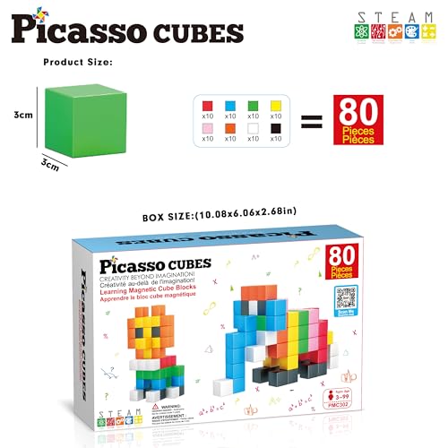 Snapklik.com : PicassoTiles Magnet Cube Building Blocks 80 Pieces 1.2 ...