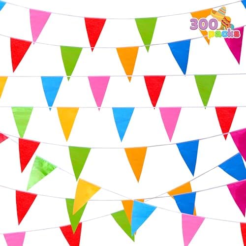 Amazon.com: 820 ft 500 Pcs Colorful Pennant Banner Flag Multicolor ...