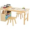 Amazon.com: Kids Art Table and 2 Chairs with Roll Paper, Craft Table ...