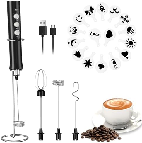 Amazon.com: USB Rechargeable Milk Frother Handheld with 2 Whisks ...