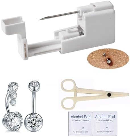 6PCS Body Piercing Gun Kit for Belly Button,Nose,Septum,Nipple,Tongue ...