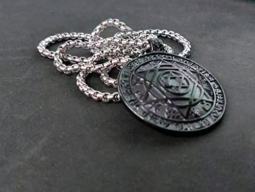 Buy STREET SOUL Stainless Steel Round Talisman Hexagram Solomon Amulet ...
