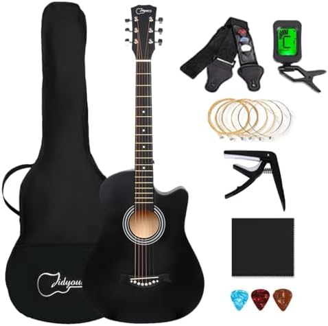 Acoustic Folk 6-String 38-Inch Guitar With Guitar Bag,Tuner,Strings ...