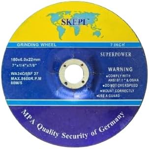 SKEPL 7 Inch Grinding Wheel 180x6.0x22.23mm, brown color |Intermediate Grinding Action, Long ...