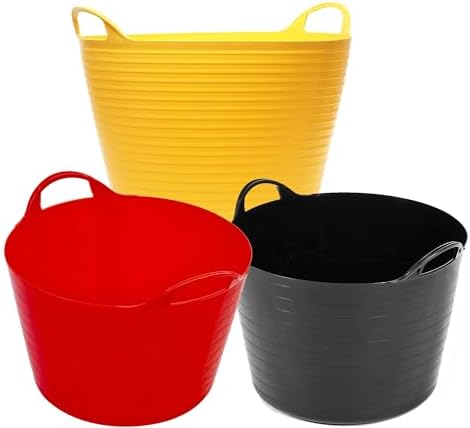 40 Litre Strong Robust Black Yellow or Red Coloured Flexible Tubs For ...