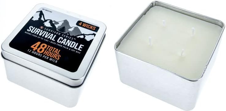 Amazon.com: SE 4 Wicks Survival Candle in Tin Box,48 Total Hours/12 ...
