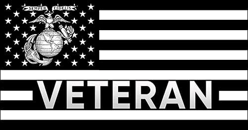 Amazon.com - Black US Flag Marines Veteran Sticker (American Logo Vet ...