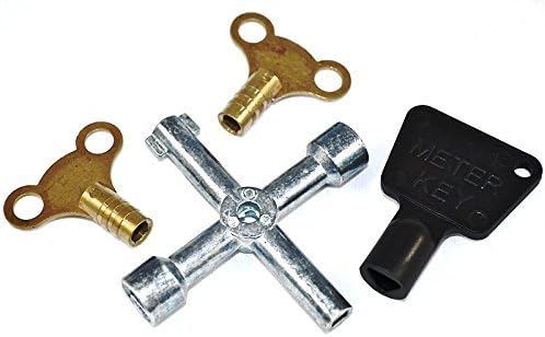 UKDD® 2 Brass Radiator Key 2 Gas Meter Box Key Triangular 4 Ways Multi ...