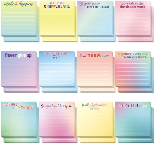 Amazon.com : Yinder 24 Pcs Inspirational Sticky Notes with Lines Cute ...
