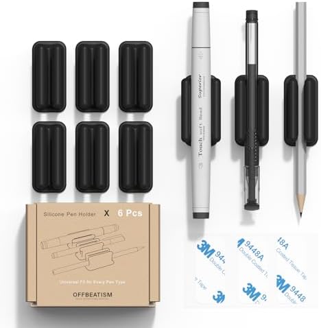 Amazon.com: OFFBEATISM 12 Pcs Pen Holder, Adhesive Pencil Clip For ...