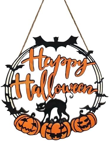 Amazon.com: Halloween Decoration Wooden Ghost Door Wreath for Front ...