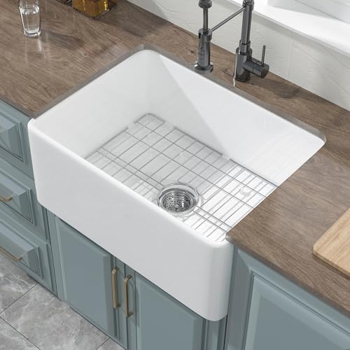 HOMLYLINK Farmhouse Sink 24 Inch Farm Sink Apron Sink White Farmhouse ...