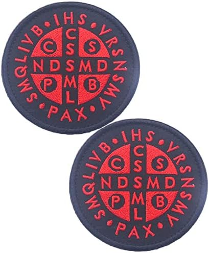 Amazon.com: Heiorpai 2Pcs Saint Benedict Cross Patches CSPB CSSML Patch ...