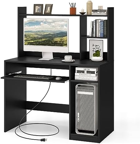 Amazon.com: Tangkula Computer Desk with 3 Storage Drawers & Built-in ...