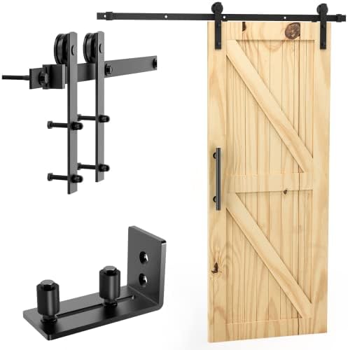 Yaheetech 200cm Barn Door 6.6 FT Sliding Door Track Hardware Closet ...