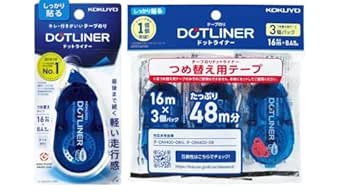 Amazon.co.jp: 【まとめ買い】コクヨ テープのり ドットライナー 本体+ 詰替3個入 強粘着 タ-DM400-08N+タ-D400-08X3 透明 : 文房具・オフィス用品